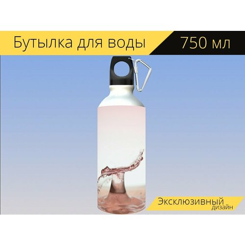 Бутылка фляга для воды "Структура, всплеск, волна" 750 мл. с карабином и принтом