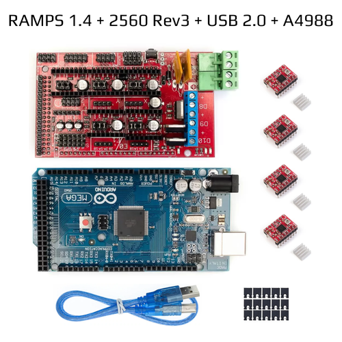 Комплект для 3D-принтера Reprap Ramps 1.4 + Arduino Mega 2560 + USB 2.0 + A4988