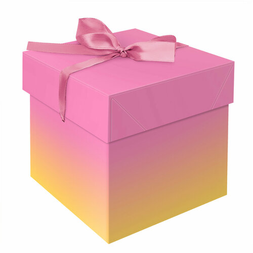 Коробка складная подарочная MESHU "Duotone. Pink-Orange gradient", (15*15*15см), с лентой, 3 штуки
