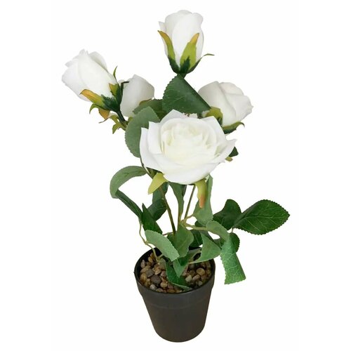 Искусственное растение Роза 30x10 см цвет белый пластик