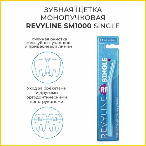 Зубная щетка Revyline SM1000 Single, монопучковая. Голубая. Ревилайн