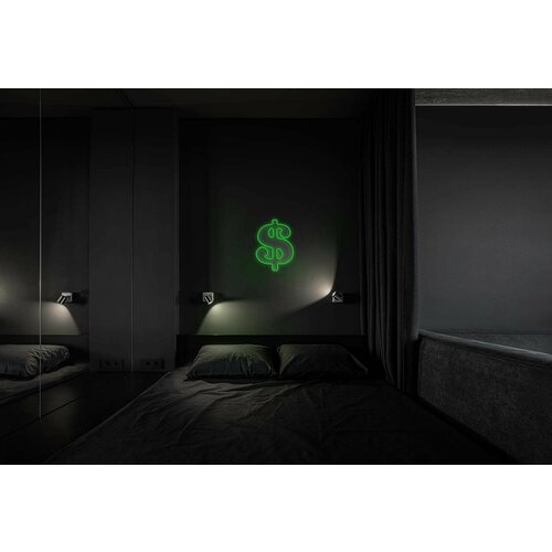 Неоновая вывеска, декоративный светильник доллар 34Х47 см / зеленый