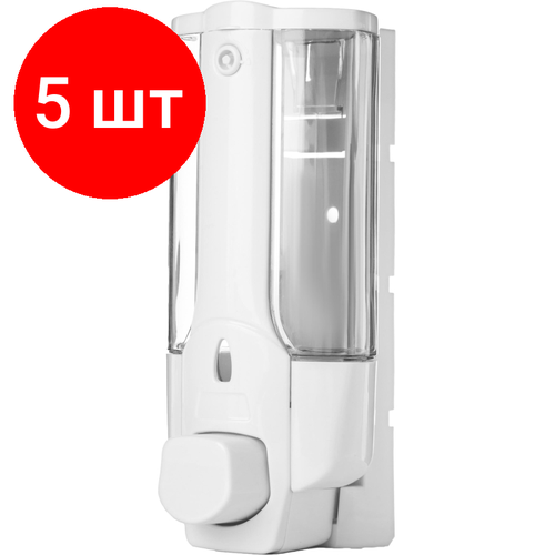 Комплект 5 штук, Дозатор для жидкого мыла 380мл пластик белый M-1628