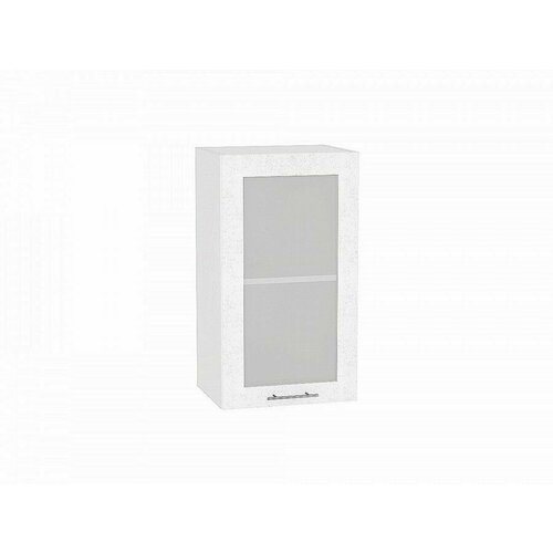 Настенный модуль для кухни Шкаф верхний с 1-ой остекленной дверцей Валерия-М 716*400*318 Белый металлик / Белый