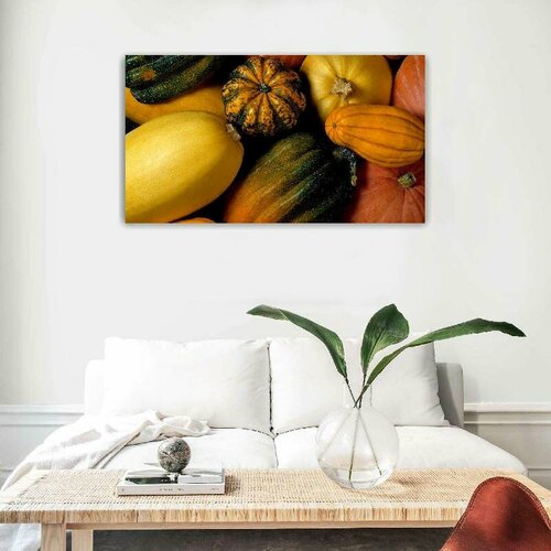 Картина на холсте 60x110 LinxOne "Тыквы овощи" интерьерная для дома / на стену / на кухню / с подрамником