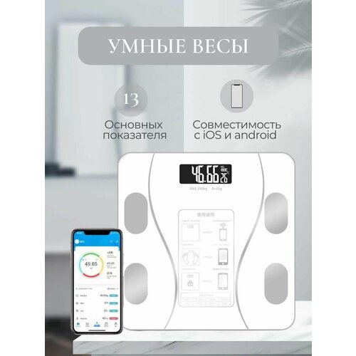 Напольные умные весы c bmi, электронные напольные весы для Xiaomi, iPhone, Android, белые