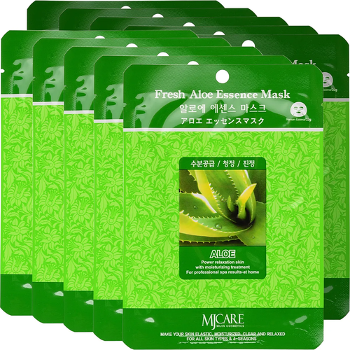 Маска для лица тканевая с алоэ Mijin Fresh Aloe Essence Mask, 23 г - 10 шт