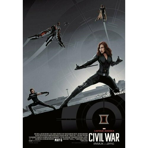 Плакат, постер на бумаге Первый мститель: Противостояние (Captain America Civil War), Энтони Руссо, Джо Руссо. Размер 30 х 42 см