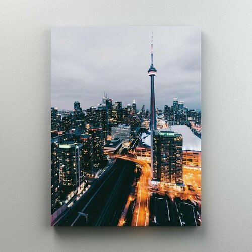 Интерьерная картина на холсте "Си-Эн Тауэр - Башня в Торонто, Канада" размер 45x60 см