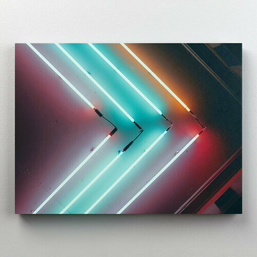 Интерьерная картина на холсте "Неоновая вывеска - стрелки", размер 40x30 см