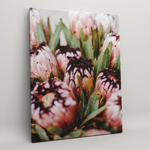 Картина на холсте (интерьерный постер) "Букет цветов" растения, с деревянным подрамником, размер 45x60 см