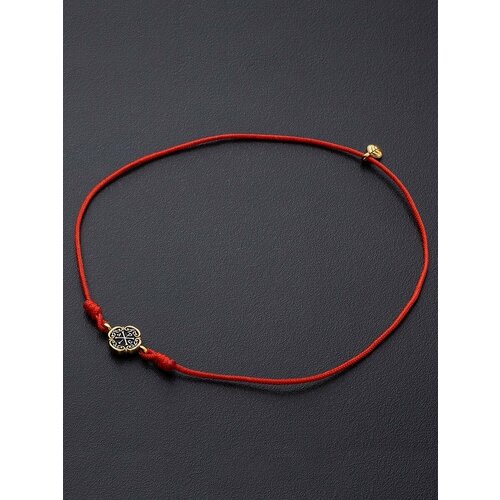 Браслет Angelskaya925 Тонкий браслет красная нить на руку, размер 24 см, золотистый, красный