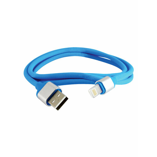 Дата-кабель, ДК 18, USB - Lightning, 1 м, силиконовая оплетка, голубой, TDM