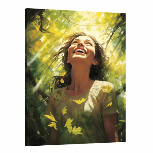 Интерьерная картина 50х70 "Девочка, вдохновленная природой"