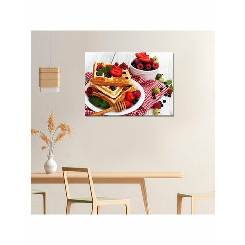 Картина на холсте с подрамником Вафли с ягодами6 30х40