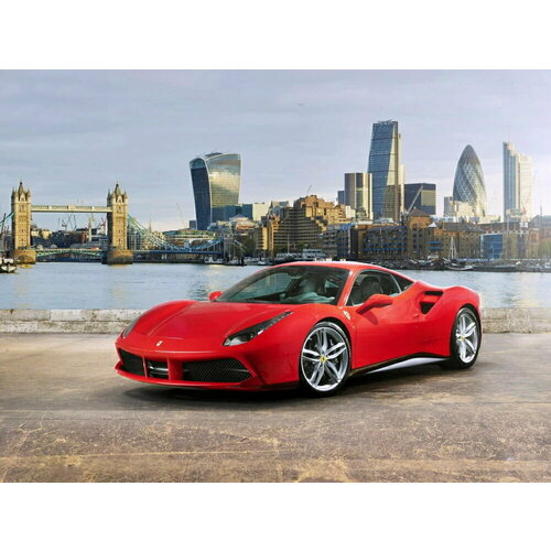 Плакат, постер на холсте Ferrari 488/Феррари/авто/автомобиль/машина. Размер 60 х 84 см