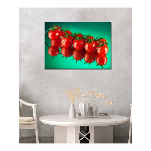 Картина на холсте с подрамником веточка помидоров черри 50х70