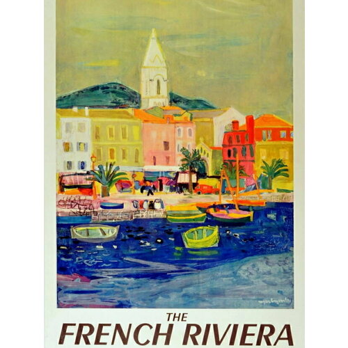 Плакат, постер на холсте The French Riviera/винтажный/ретро. Размер 30 на 42 см