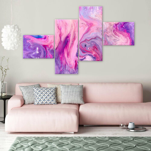 Модульная картина/Модульная картина на холсте/Модульная картина в подарок/Розовые краски/Pink paint 140х85