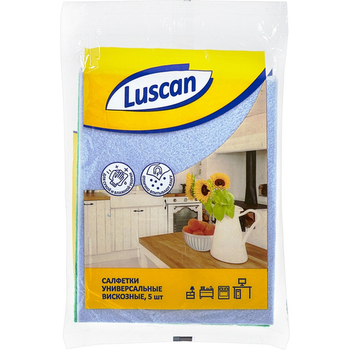Luscan Economy Салфетки хозяйственные Luscan универсальные вискоза 90г/м2 30х38 см 3шт/уп