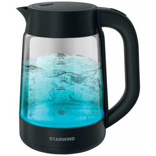 Чайник электрический Starwind SKG4030, 1.7 л, 2200 Вт, черный, стекло