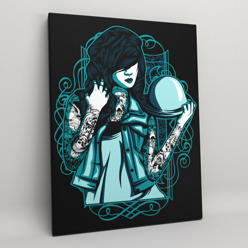 Картина на холсте (интерьерный постер) "Готическая девушка №5" арт, с деревянным подрамником, размер 30x40 см