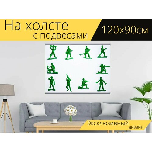 Картина на холсте "Символ, армия, солдаты" с подвесами 120х90 см. для интерьера