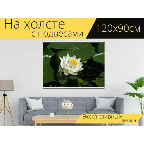 Картина на холсте "Акварель, картина, цветок" с подвесами 120х90 см. для интерьера