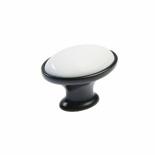 Ручка кнопка тундра РК023BL LIGHT, чёрная с белой вставкой (комплект из 15 шт)
