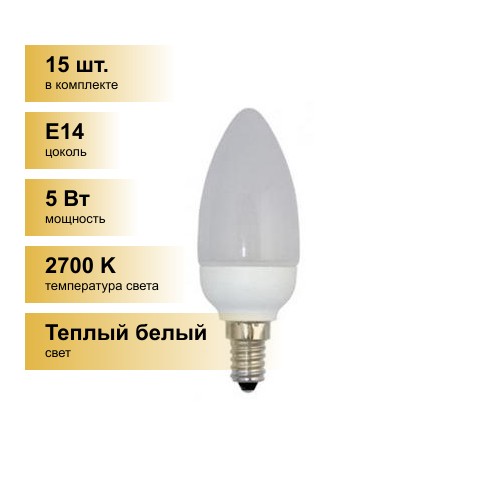 (15 шт.) Светодиодная лампочка Ecola свеча E14 5W 2700K 2K 100x37 Light C4TW50ELC