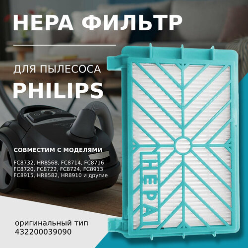 HEPA фильтр выходной для пылесосов Philips тип FC8044 серии FC8732, HR8568, FC8714, FC8716, FC8720, FC8722, FC8724, FC8913, FC8915, HR8582, HR8910 (43