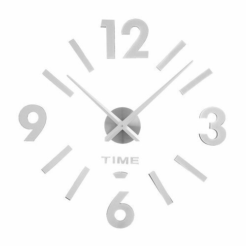 Часы-наклейка, серия: DIY, , d-120 см, сек стрелка 39 см, цифра 12 см, АА, серебро