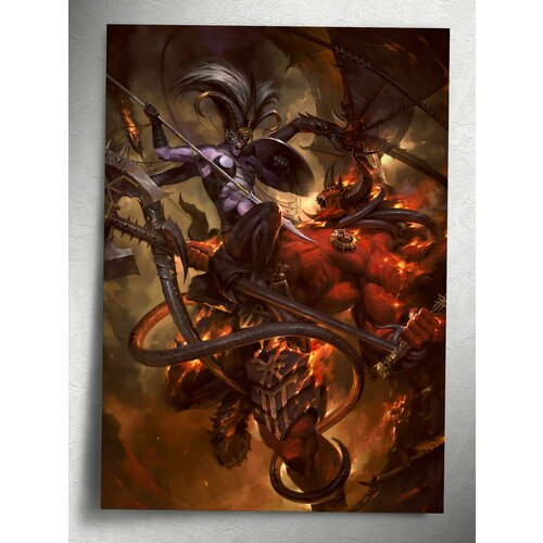 Постер: Шалакси Адский Бич против Жаждущего Крови (Вархаммер Эра Сигмара, Warhammer Age of Sigmar), на А5