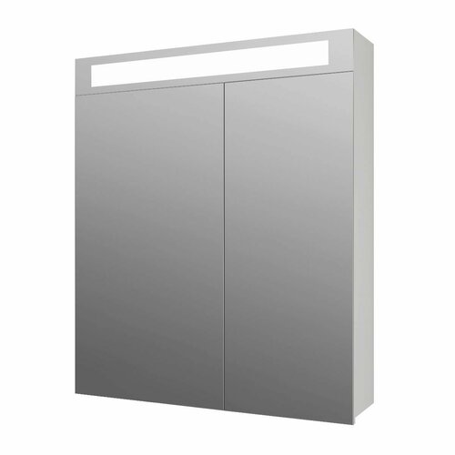 Шкаф зеркальный Dreja UNI, 70 см, 2 дверцы, 4 стеклянные полки, с подсветкой и выключателем, белый