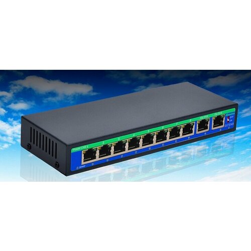 Коммутатор Passive POE switch 12-55V 8 + 2 портов (8 РоЕ + 2 Uрlink 100мбит/с) без блока питания, ПоЕ свитч