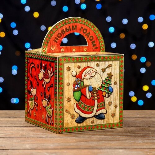 Подарочная коробка "Дед Мороз", 14 х 14 х 14 см .5 шт.