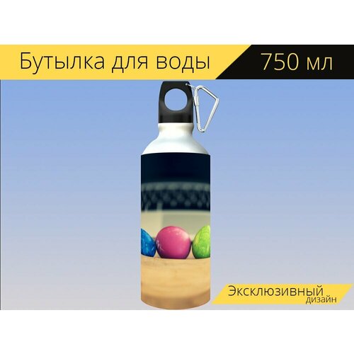 Бутылка фляга для воды "Пасха, яйцо, цвет" 750 мл. с карабином и принтом