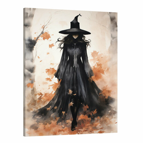 Интерьерная картина 50х70 "Хэллоуинский костюм ведьмы"