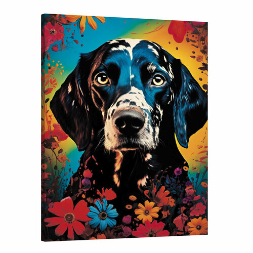 Интерьерная картина 50х70 "Пес в красках"