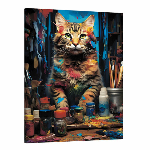 Интерьерная картина 50х70 "Кот и его холст"