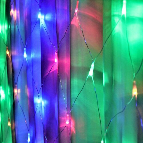 Светодиодная гирлянда Штора Ромб Занавес Новогоднее украшение 150х150 см, разноцветные диоды