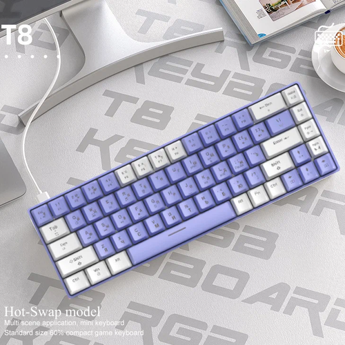 Клавиатура механическая русская Wolf T8 Hot-Swap игровая с RGB подсветкой проводная для компьютера ноутбука Gaming/game keyboard usb, светящаяся