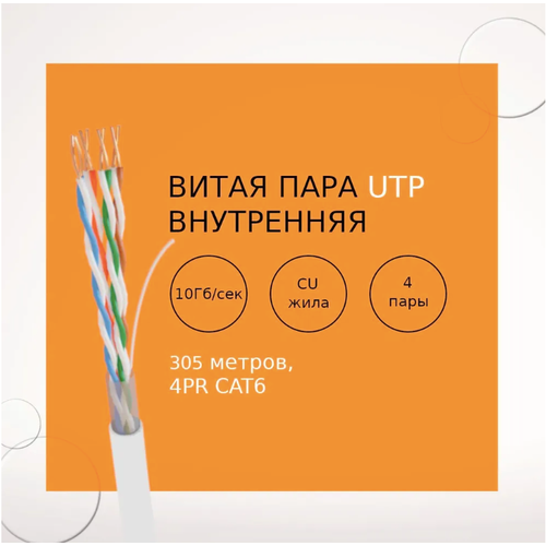 Кабель NetLink NL-CU UTP 4PR STANDART 23 AWG CAT6 305м внутренний белый