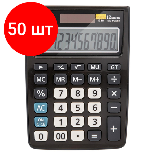 Комплект 50 штук, Калькулятор настольный комп. Deli E1238, 12-р, дв. пит, 145х105мм, серый