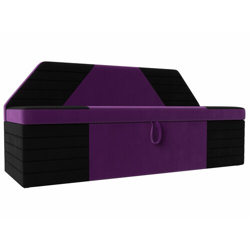 Кухонный прямой диван-кровать Дуглас, Микровельвет фиолетовый и черный