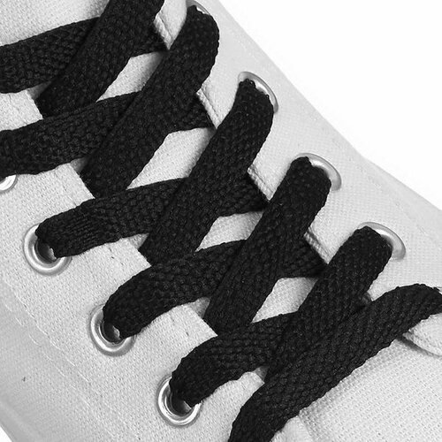 Шнурки для обуви плоские, 8 мм, 70 см, фасовка 25 шт, цвет чёрный, 25 шт.