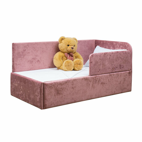 Кровать-диван Непоседа 160*80 розовая, с защитным бортиком, правый угол сборки