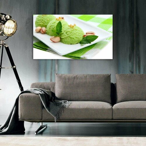 Картина на холсте 60x110 LinxOne "Мороженое food сладости mint" интерьерная для дома / на стену / на кухню / с подрамником