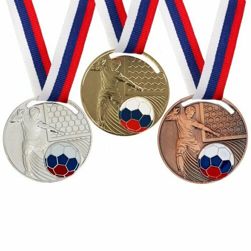 Медаль тематическая «Футбол», серебро, d=5 см (комплект из 13 шт)