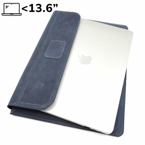 Кожаный Чехол J.Audmorr для ноутбука до 13.6" (Macbook 13, air/pro, m1, m2) синий, NewPort 13 Saphire